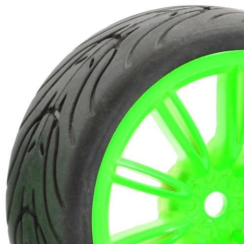 FASTRAX 1/10 STREET/TREAD TYRE 20SP NEON GREEN WHEEL – Make It Build It